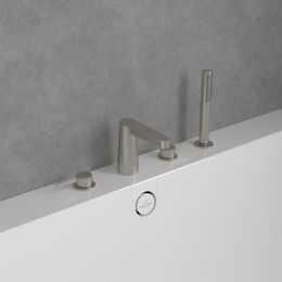 Villeroy & Boch Villeroy und Boch Conum Vierloch-Badewannenarmatur TVT12700200064 mit Handbrause, brushed nickel black