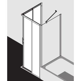 Kermi Liga Eckeinstieg-H&auml;lfte Gleitt. 2-tlg. bodenfrei LIC2L090201AK 90x200cm, silber mattglanz, ESG klar, links, auf Duschwanne