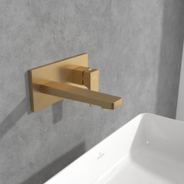 Villeroy & Boch Villeroy und Boch Architectura Square Fertigmontageset TVW12500300076 Waschtischarmatur, mit Push-Open-Ablaufgarnitur, brushed gold