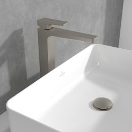 Villeroy & Boch Villeroy und Boch Architectura Square Waschtischarmatur TVW12500200064 erh&ouml;ht, mit Push-Open-Ablaufgarnitur, brushed nickel black