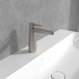 Villeroy & Boch Villeroy und Boch Conum Einhebel-Waschtischarmatur TVW12700300064 mit Zugstangen-Ablaufgarnitur, brushed nickel black
