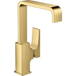 Hansgrohe Metropol Waschtisch-Einhebelmischer 32511990 Ausladung 165 mm, mit Push-Open Ablaufgarnitur, polished gold optic