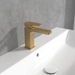 Villeroy & Boch Villeroy und Boch Architectura Square Waschtischarmatur TVW12500400076 ohne Ablaufgarnitur, brushed gold