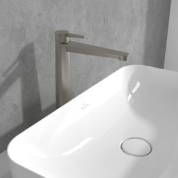 Villeroy & Boch Villeroy und Boch Conum Einhebel-Waschtischarmatur TVW12700500064 erh&ouml;ht, mit Push-Open-Ablaufgarnitur, brushed nickel black