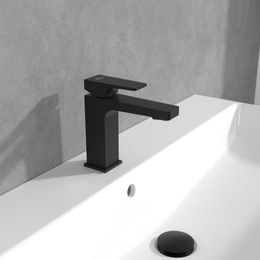 Villeroy & Boch Villeroy und Boch Architectura Square Waschtischarmatur TVW125001000K5 mit Zugstangen-Ablaufgarnitur, matt black