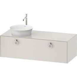 Duravit White Tulip Waschtisch-Unterschrank WT4982L3939 130 x 55 cm, Nordic Wei&szlig; Seidenmatt, wandh&auml;ngend, 1 Auszug mit Griff, Becken links