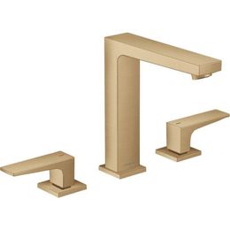 Hansgrohe Metropol Waschtisch-3-Loch-Armatur 32515140 Ausladung 152 mm, Push-Open Ablaufgarnitur, brushed bronze