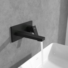 Villeroy & Boch Villeroy und Boch Architectura Square Fertigmontageset TVW125003000K5 Waschtischarmatur, mit Push-Open-Ablaufgarnitur, matt black