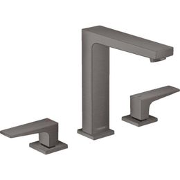 Hansgrohe Metropol Waschtisch-3-Loch-Armatur 32515340 Ausladung 152 mm, Push-Open Ablaufgarnitur, brushed black chrome