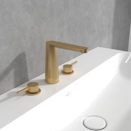 Villeroy & Boch Villeroy und Boch Conum Dreiloch-Waschtischarmatur TVW12700100176 ohne Ablaufgarnitur, brushed gold