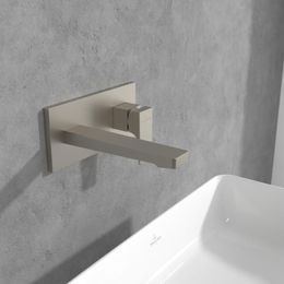 Villeroy & Boch Villeroy und Boch Architectura Square Fertigmontageset TVW12500300064 Waschtischarmatur, mit Push-Open-Ablaufgarnitur, brushed nickel black