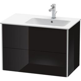 Duravit XSquare Waschtisch-Unterschrank XS417704040 81x56x47,8cm, 2 Schubk&auml;sten, Becken rechts, schwarz hochglanz