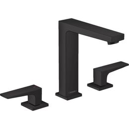 Hansgrohe Metropol Waschtisch-3-Loch-Armatur 32515670 Ausladung 152 mm, Push-Open Ablaufgarnitur, mattschwarz