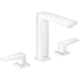 Hansgrohe Metropol Waschtisch-3-Loch-Armatur 32515700 Ausladung 152 mm, Push-Open Ablaufgarnitur, mattwei&szlig;