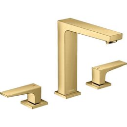 Hansgrohe Metropol Waschtisch-3-Loch-Armatur 32515990 Ausladung 152 mm, Push-Open Ablaufgarnitur, polished gold optic