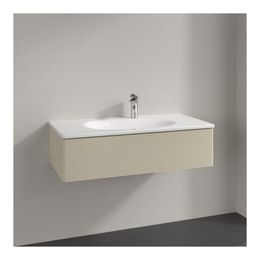 Villeroy & Boch Villeroy und Boch Antao Waschtisch-Unterschrank L02100HJ 98,8x25,6x49,3cm, mit Frontstruktur, silk grey matt lacquer, mit Beleuchtung