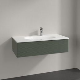 Villeroy & Boch Villeroy und Boch Antao Waschtisch-Unterschrank L02100HL 98,8x25,6x49,3cm, mit Frontstruktur, leaf green matt lacquer, mit Beleuchtung