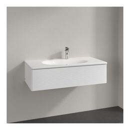 Villeroy & Boch Villeroy und Boch Antao Waschtisch-Unterschrank L02100MT 98,8x25,6x49,3cm, mit Frontstruktur, white matt lacquer, mit Beleuchtung