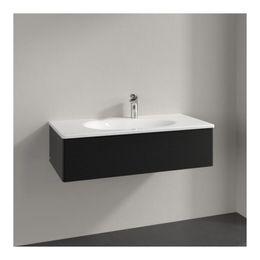 Villeroy & Boch Villeroy und Boch Antao Waschtisch-Unterschrank L02100PD 98,8x25,6x49,3cm, mit Frontstruktur, black matt lacquer, mit Beleuchtung