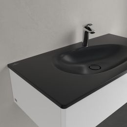 Villeroy & Boch Villeroy und Boch Antao Schrankwaschtisch 4A76ABR7 100x50cm, eckig, 1 Hahnloch, verdeckter &Uuml;berlauf, pure black C-plus