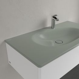 Villeroy & Boch Villeroy und Boch Antao Schrankwaschtisch 4A76ABR8 100x50cm, eckig, 1 Hahnloch, verdeckter &Uuml;berlauf, morning green C-plus