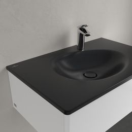 Villeroy & Boch Villeroy und Boch Antao Schrankwaschtisch 4A7584R7 80x50cm, eckig, 1 Hahnloch, verdeckter &Uuml;berlauf, pure black C-plus