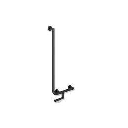 HEWI System 900 Winkelgriff 900.22.11160DC 900 x 400 mm, Edelstahl pulverbeschichtet schwarz tiefmatt, rechts