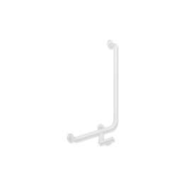 HEWI System 900 Winkelgriff 900.22.11460DX 750 x 500 mm, Edelstahl pulverbeschichtet wei&szlig; tiefmatt, links