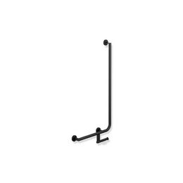 HEWI System 900 Winkelgriff 900.22.14660DC Edelstahl pulverbeschichtet schwarz tiefmatt, 1000 x 500 mm, Ausf&uuml;hrung links