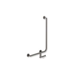 HEWI System 900 Winkelgriff 900.22.14460SC Edelstahl pulverbeschichtet dunkelgrau perlglimmer tiefmatt, 750 x 500 mm, Ausf&uuml;hrung links
