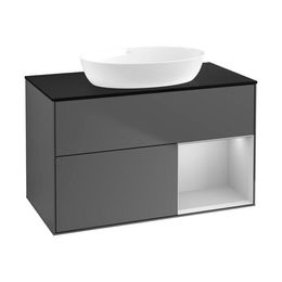 Villeroy & Boch Villeroy und Boch Finion Waschtischunterschrank FA22GJGK 100cm, Abdeckplatte black matt, Regale Light grey matt lacquer, Anthracite matt