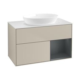 Villeroy & Boch Villeroy und Boch Finion Waschtischunterschrank GA21HGHH 100cm, Abdeckplatte white matt, Emotion, Regale Midnight matt lacquer, Sand Matt Lacquer