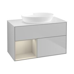 Villeroy & Boch Villeroy und Boch Finion Waschtischunterschrank GA11HHGJ 100cm, Abdeckplatte white matt, Emotion, Regale sand matt lacquer, Light grey matt
