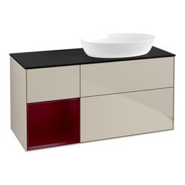 Villeroy & Boch Villeroy und Boch Finion Waschtischunterschrank FA42HBHH 120cm, Abdeckplatte black matt, Regale Peony matt lacquer, Sand Matt Lacquer