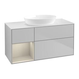 Villeroy & Boch Villeroy und Boch Finion Waschtischunterschrank GA61HHGJ 120cm, Abdeckplatte white matt, Emotion, Regale sand matt lacquer, Light grey matt