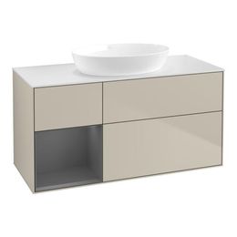 Villeroy & Boch Villeroy und Boch Finion Waschtischunterschrank FA61GKHH 120cm, Abdeckplatte white matt, Regale Anthracite matt lacquer, Sand Matt Lacquer
