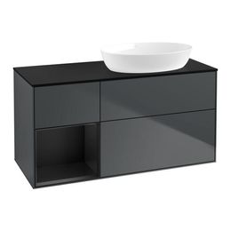 Villeroy & Boch Villeroy und Boch Finion Waschtischunterschrank GA42PDHG 120cm, Abdeckplatte black matt, Emotion, Regale Black matt lacquer, Midnight Blue Matt Lacquer
