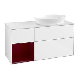 Villeroy & Boch Villeroy und Boch Finion Waschtischunterschrank GA41HBGF 120cm, Abdeckplatte white matt, Emotion, Regale Peony matt lacquer, Glossy white lacquer