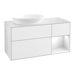 Villeroy & Boch Villeroy und Boch Finion Waschtischunterschrank FA51GFGF 120cm, Abdeckplatte white matt, Regale Glossy white lacquer, Glossy white lacquer
