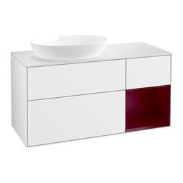 Villeroy & Boch Villeroy und Boch Finion Waschtischunterschrank GA51HBGF 120cm, Abdeckplatte white matt, Emotion, Regale Peony matt lacquer, Glossy white lacquer