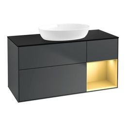 Villeroy & Boch Villeroy und Boch Finion Waschtischunterschrank GA72HFHG 120cm, Abdeckplatte black matt, Emotion, Regale Gold matt lacquer, Midnight Blue Matt Lacquer
