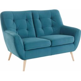 2-Sitzer, B:137cm H:92cm T:92cm, blau, exxpo - SOFA FASHION, Korpus: 100% PES;Luxus-Microfaser (100% Polyester), Sofas, "Scandi, bequem, aufwendige