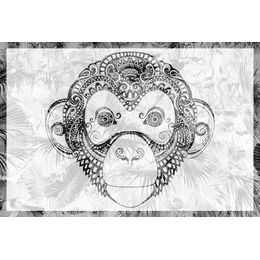 Fototapete "Atelier 47 Monkey Pattern 1", B/L: 4mm x 2,7mm, weiß, ARCHITECTS PAPER, Tapeten, Vlies, Wand, Schräge, Decke