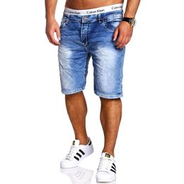 behype Herren Shorts "LIONY", blau, Gr. 32, 97% Baumwolle, 3% Elasthan, Hosen, mit modischer Used-Look-Waschung