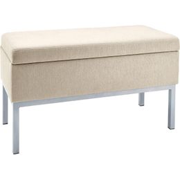 Sitzbank HEINE HOME, B:81cm H:47cm T:36cm, beige, Kunststoff, MDF, Metall, Polyester, Spanplatte, Garten, Sitzb&auml;nke