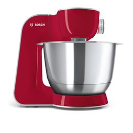 Bosch K&uuml;chenmaschine "Serie 4 MUM58L20, Durchlaufschnitzler, Mixer, grau", B:28cm H:28,2cm T:27,1cm, rot, K&uuml;chenmaschinen, 3 Scheiben, Sch&uuml;ssel,