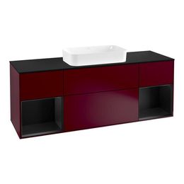 Villeroy & Boch Villeroy und Boch Finion Waschtischunterschrank G332PDHB 160cm, Abdeckplatte black matt, Emotion, Regale Black matt lacquer, Peony Matt