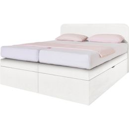 Boxspringbett, B:195cm L:212cm, wei&szlig;, Westfalia Schlafkomfort, Box und Kopfteil: Microvelours (100% Polyester) oder Kunstleder (Polyurethan);Bezug