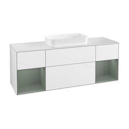 Villeroy & Boch Villeroy und Boch Finion Waschtischunterschrank G331GMGF 160cm, Abdeckplatte white matt, Emotion, Regale Olive matt lacquer, Glossy white lacquer