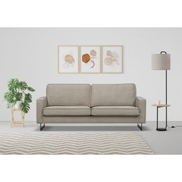 3-Sitzer Home Affaire, B:206cm H:85cm T:97cm, grau, Kunstleder (65% Polyester, 35% Lederfasern);Cord (92% Polyester, 8% Polyamide), Sofas, "Pinto,